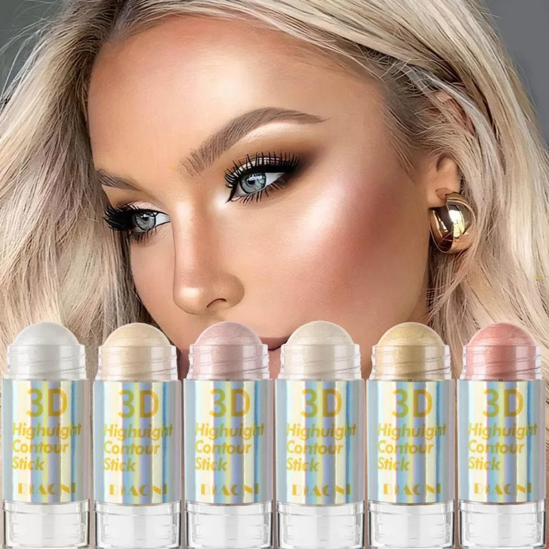 6 Colors 3D Face Brighten Highlighter Bar Cosmetic Face Contour Bronze ...